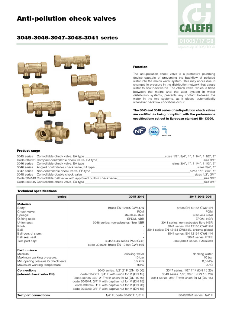 Anti-Pollution Check Valves | PDF | Valve | Water