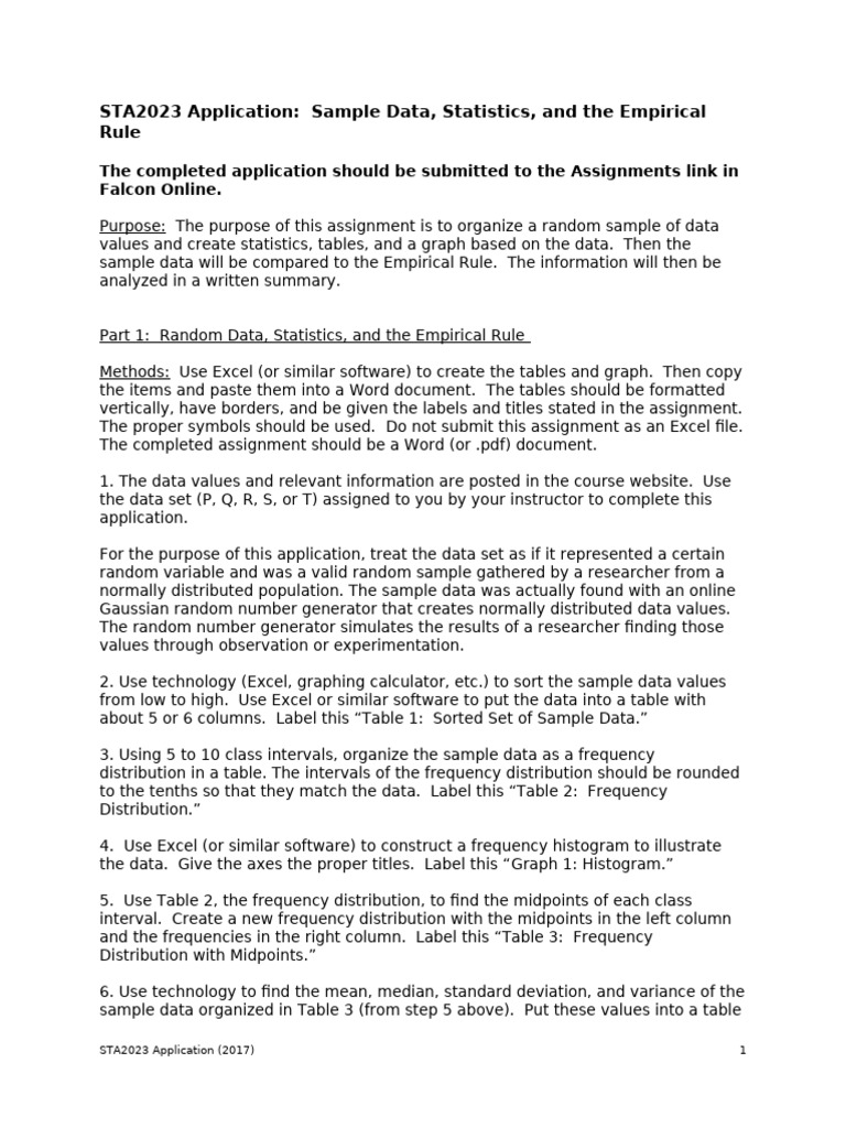STA2023 Data Analysis & Empirical Rule | PDF | Mode (Statistics ...