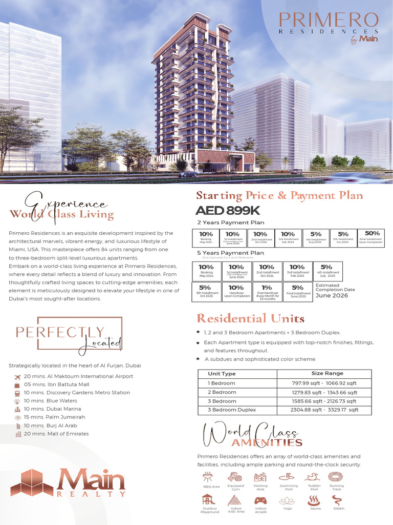 Primero Residences Factsheet | PDF | Dubai