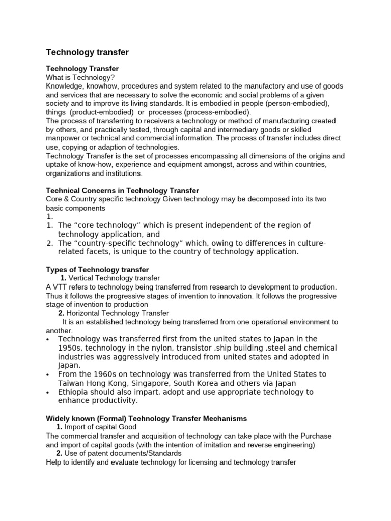 Types of Technology Transfer | PDF | Technology Transfer | Procedural ...