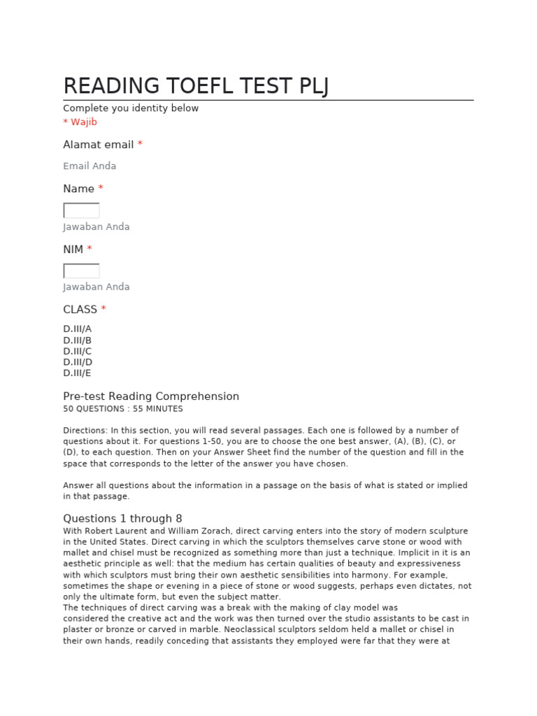TOEFL Reading Comprehension Practice | PDF | Birds | Sculpture