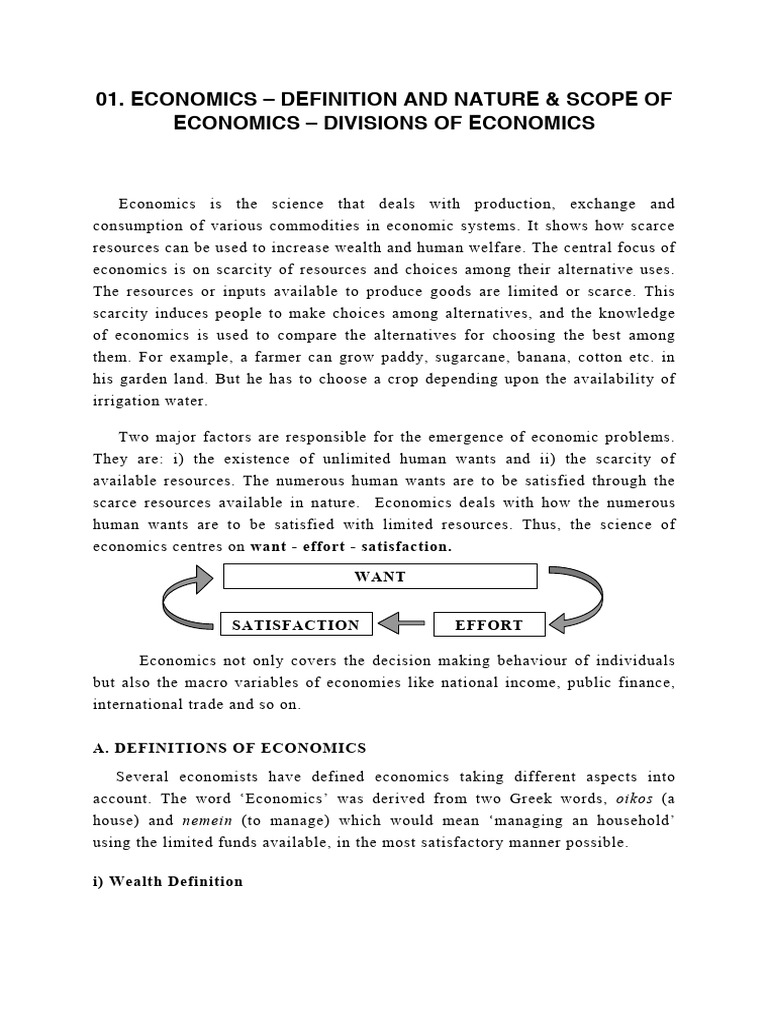 Economics - Definition and Nature & Scope of Economics - Divisions of ...