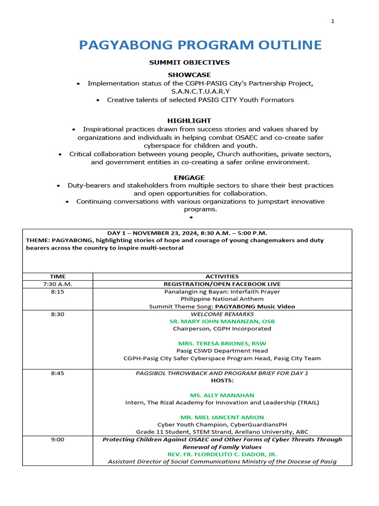 11.22 Final Pagyabong Program Outline | PDF | Philippines