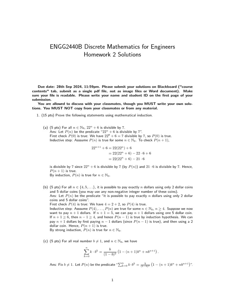 Engg2440b hw2 Soln | PDF | Matrix (Mathematics) | Summation