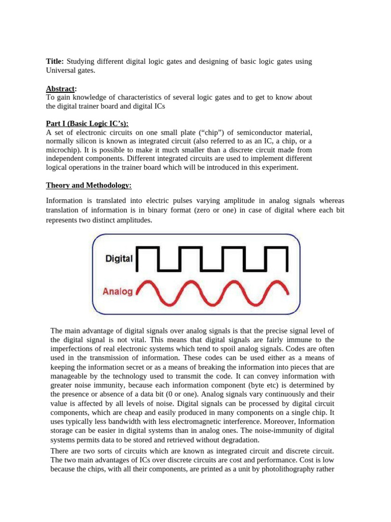 Lab Report 1 Pdf Logic Gate Electronic Circuits