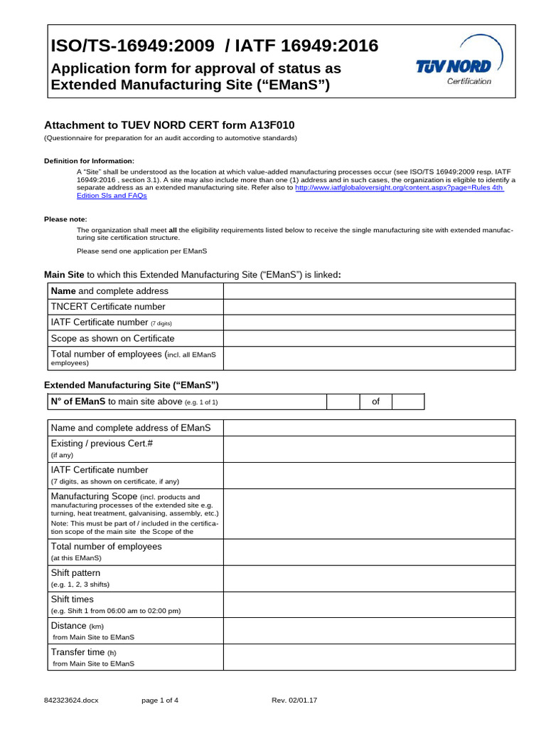 EManS Application for IATF Certification | PDF | Business
