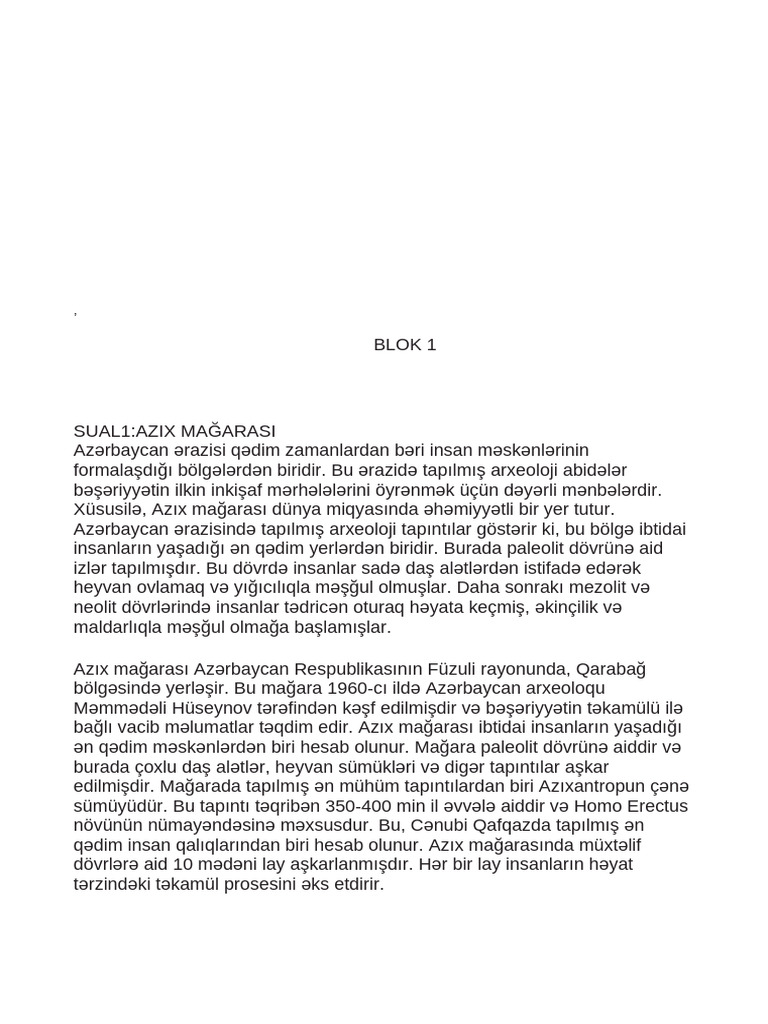 Tarix Blok 1 | PDF