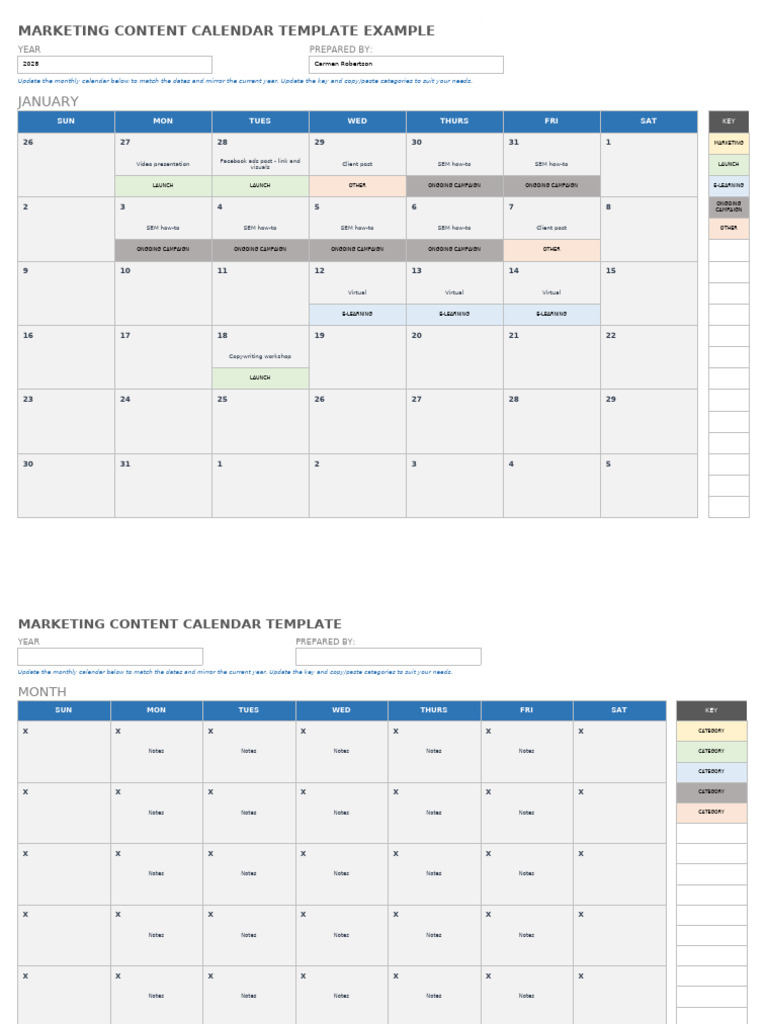 IC Marketing Content Calendar Example 11801 | PDF | Computing