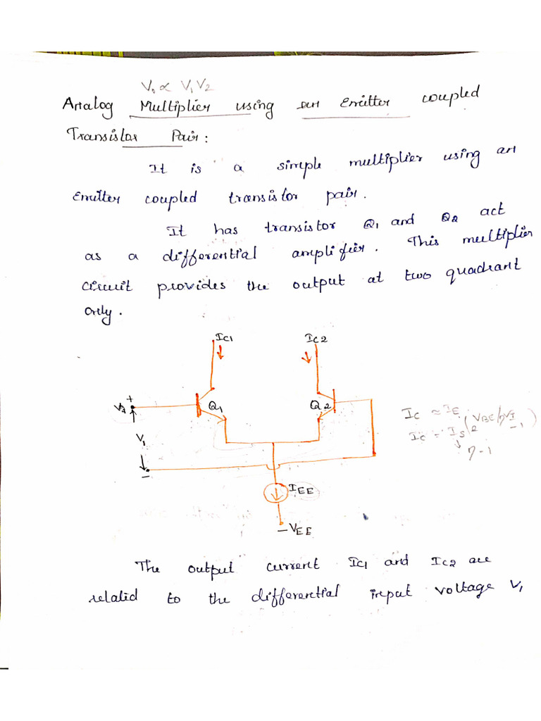 Analog Multiplayer Using An Emitter Couples Transistor Pair | PDF