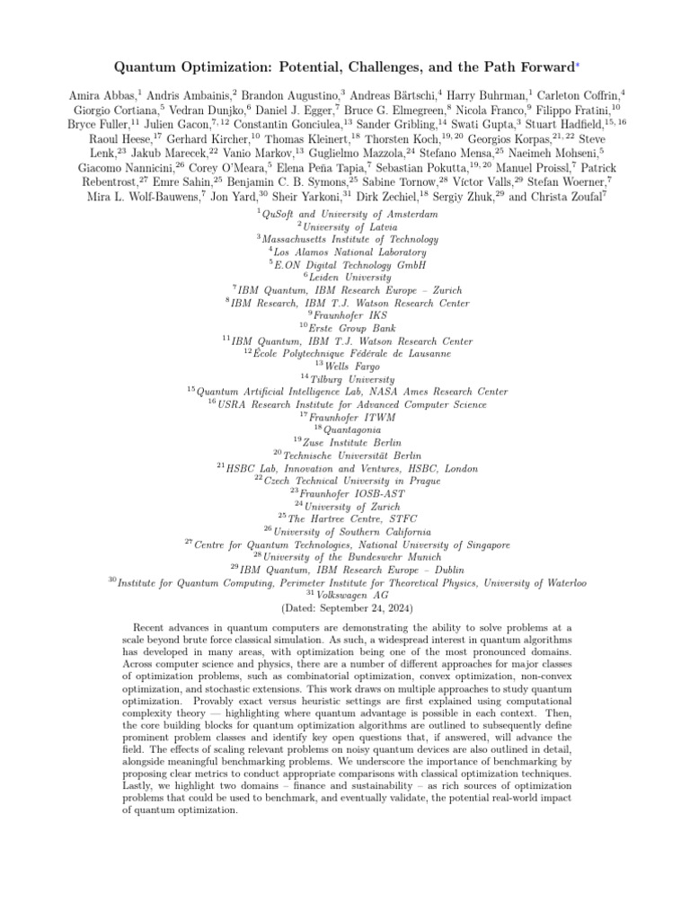 Quantum Optimization Potential, Challenges, And the Path Forward | PDF | Computational ...