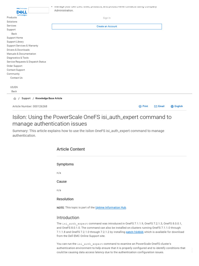 Isilon - Using The PowerScale OneFS Isi - Auth - Expert Command To Manage Authentication Issues ...