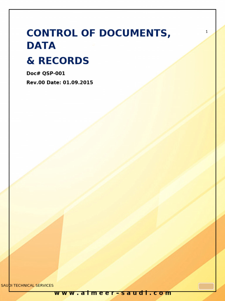 Control of Document & Records | PDF | Quality Management System ...