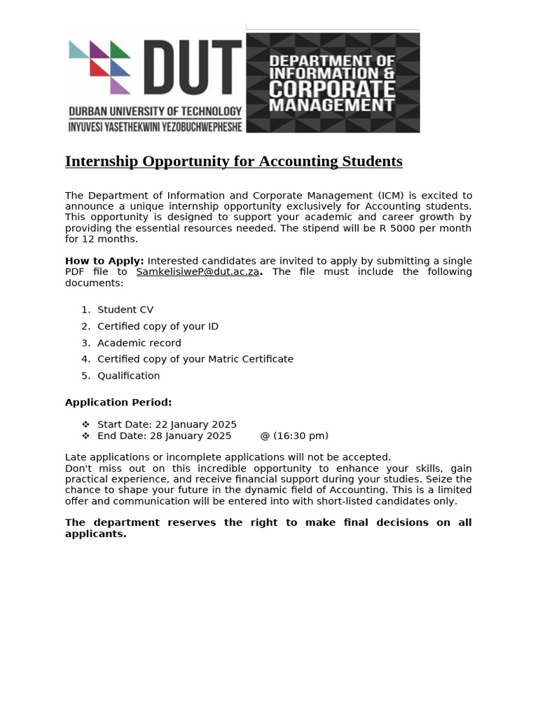 Intenship Opportunity Poster2 | PDF