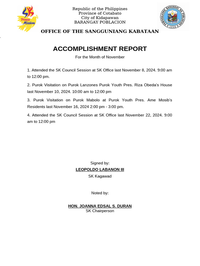 LABANON Accomplishment Reports - September | PDF