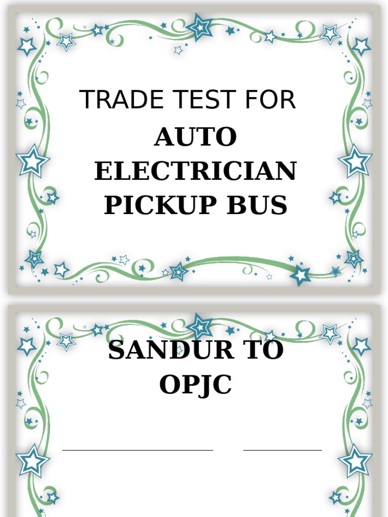 Auto Electrician Trade Test Details | PDF
