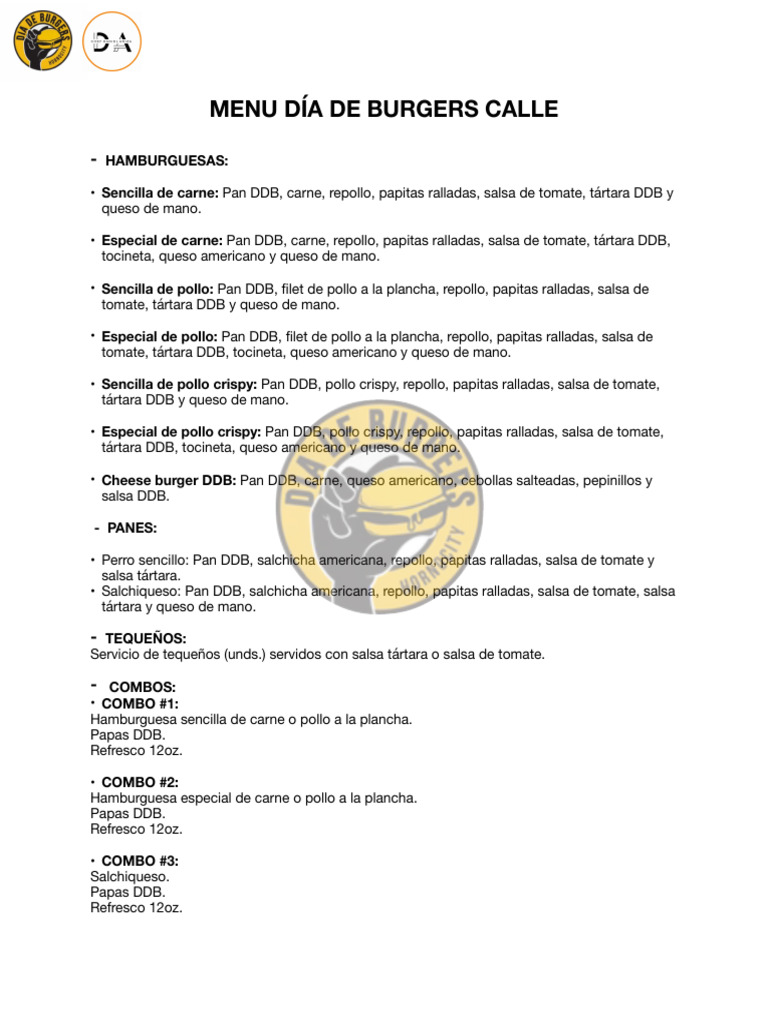 Menu DDB Calle | PDF