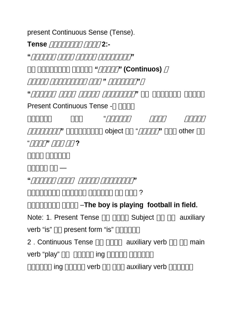 Present Continuous Sense of Tense | PDF