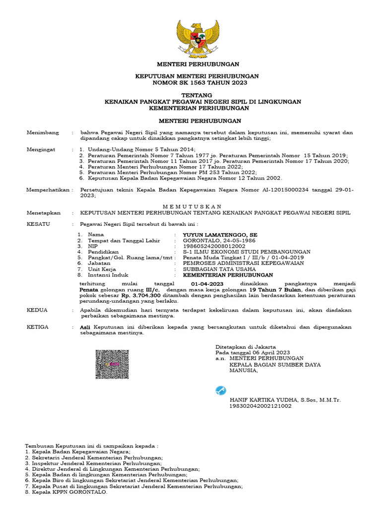 Kenaikan Pangkat PNS Kemenhub | PDF
