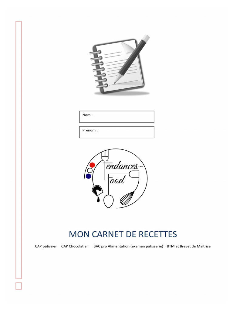 Carnet de Recettes Cap MC BM | PDF