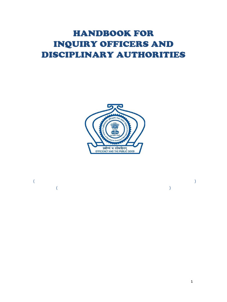 Handbook for Inquiry Officers 2024 | PDF | Burden Of Proof (Law ...