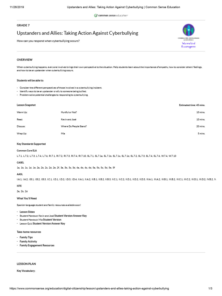 7 Upstanders and Allies_ Taking Action Against Cyberbullying | PDF ...