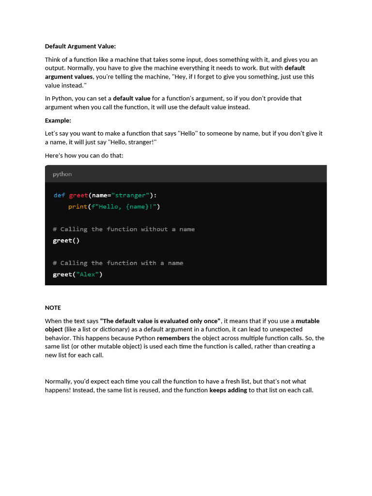 Python Default Arguments Explained | PDF