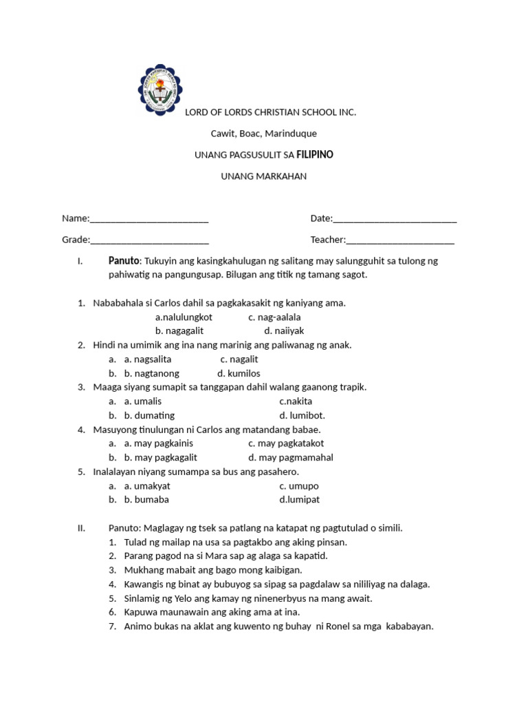 Grade 6 - Filipino 12 Pcs | PDF