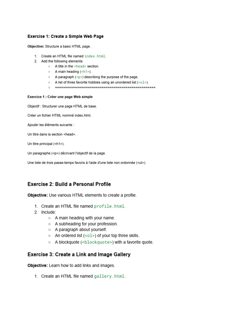 Exercise 1 - Create A Simple Web Page | PDF