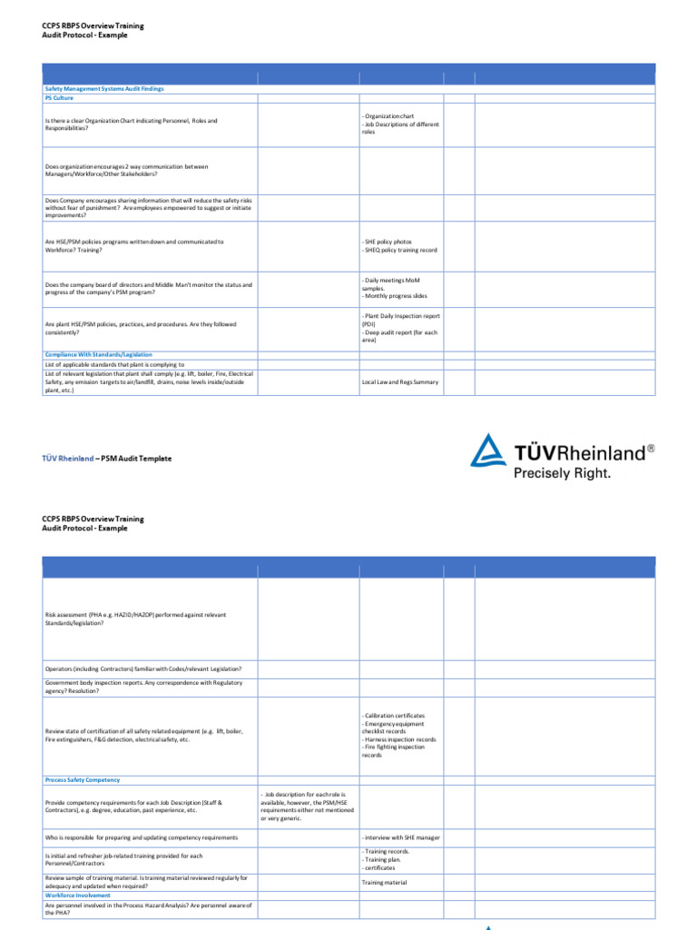 Audit Checklist (1) | PDF | Audit | Safety