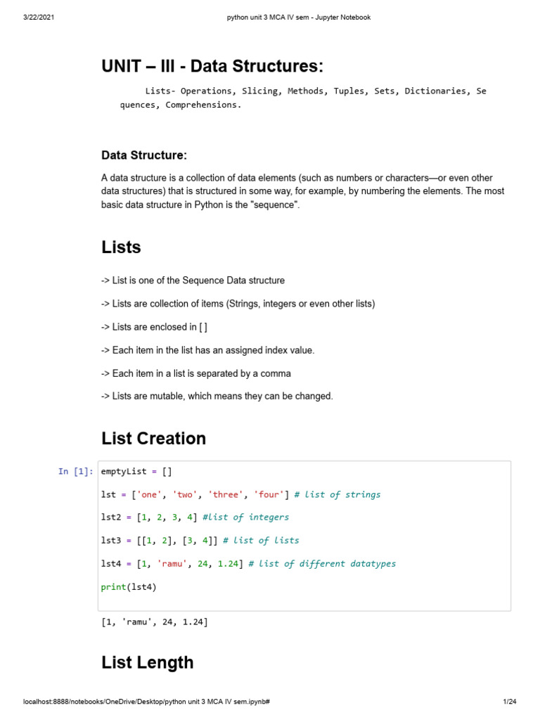 unit3-DataStructures | PDF | String (Computer Science) | Computer Programming