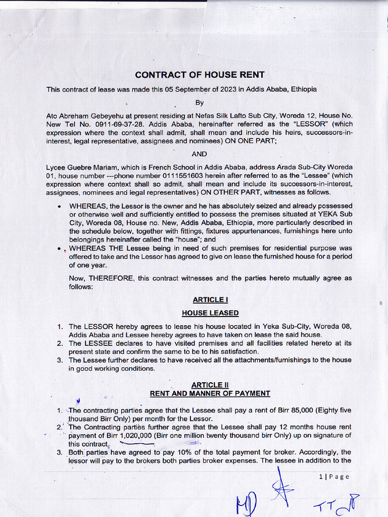 Contract of House | PDF