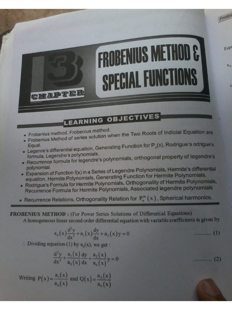 3-Frobenius Methods and Special Functions | PDF