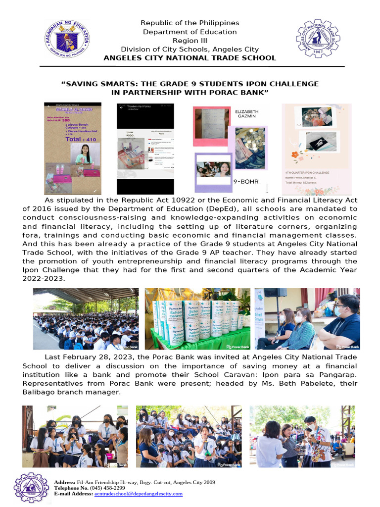 Ipon Challenge Accomplishment Report | PDF