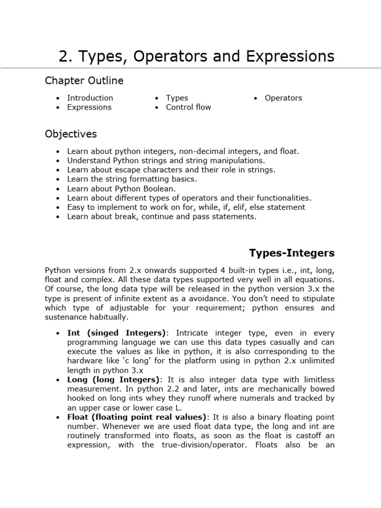 Chap2 Types Operators And Expressions Pdf Boolean Data Type String Computer Science 1001