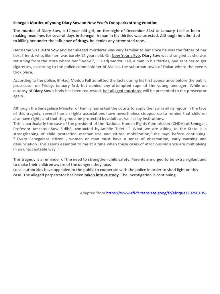 Devoir TL Diary Sow Off | PDF | Crimes | Crime & Violence