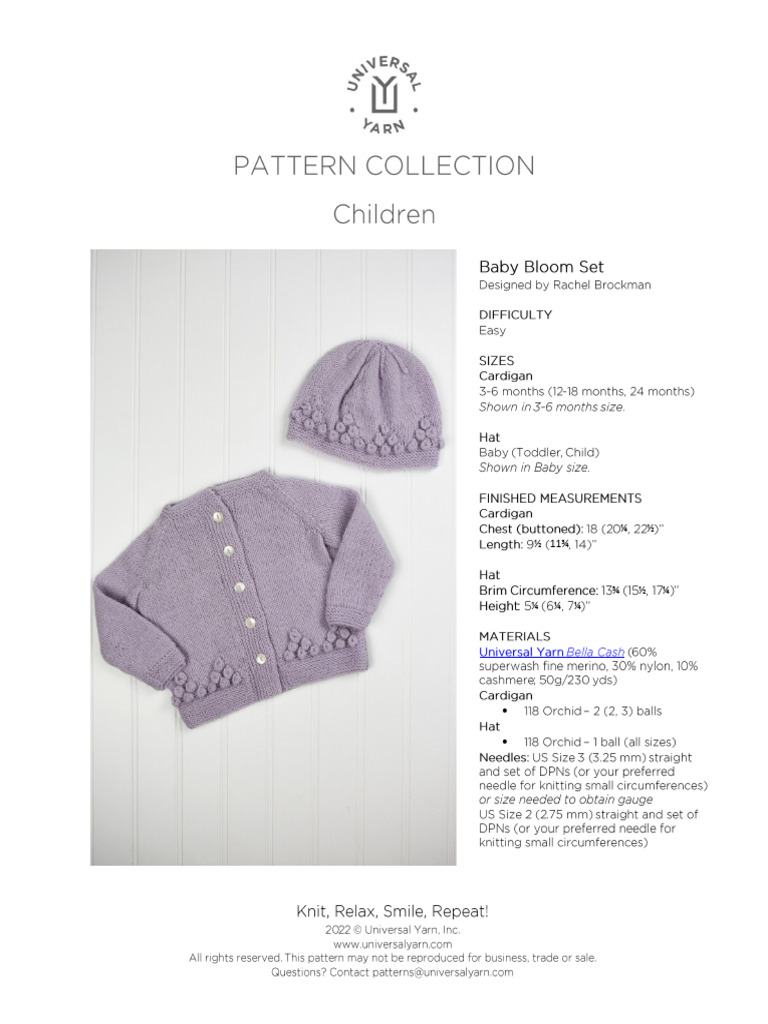 Baby Bloom Cardi and Hat Bella Cash | PDF