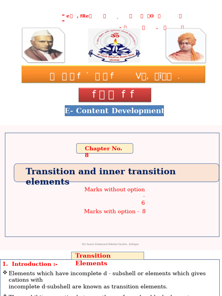 8.transition and Inner Transition Elements | PDF | Lanthanide | Actinide