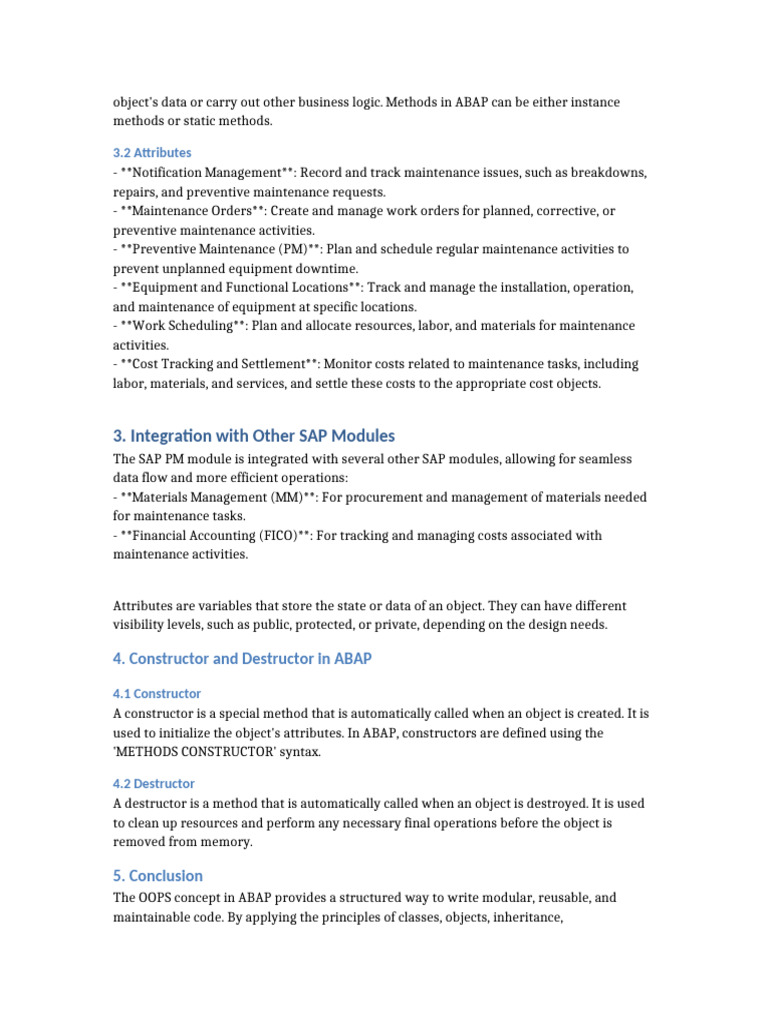 SAP PM Module & ABAP OOPS Guide | PDF