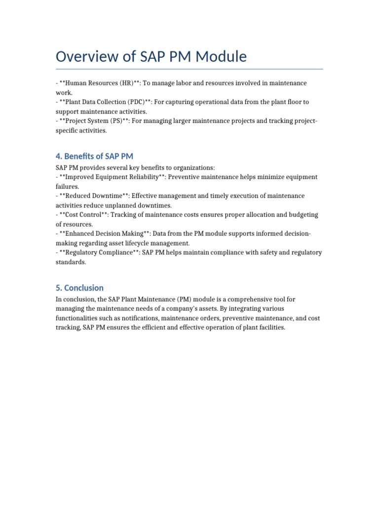 SAP_PM_Overview | PDF