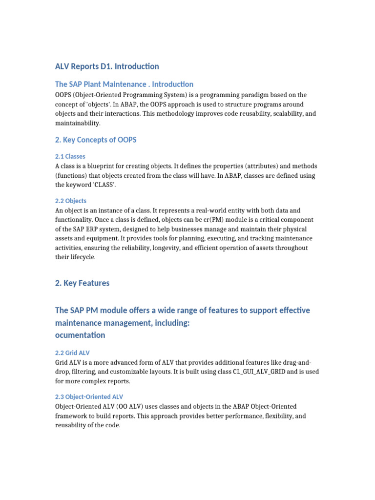 ALV Reports Documentation | PDF | Object Oriented Programming | Class ...