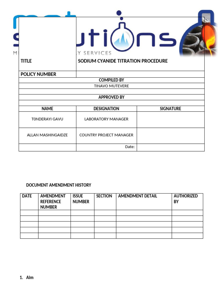 Sodium Cyanide Titration Procedure Guide | PDF