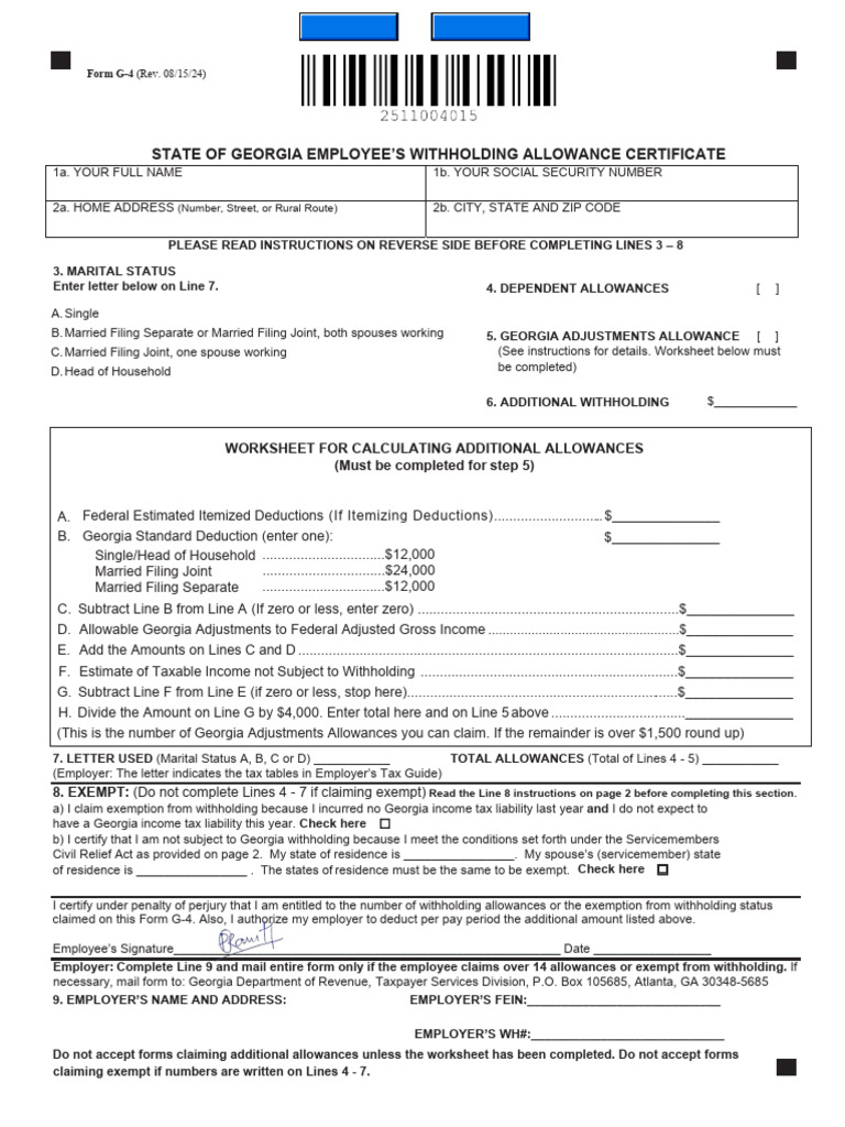 Georgia Withhloding Form | PDF | Public Finance | United States Law
