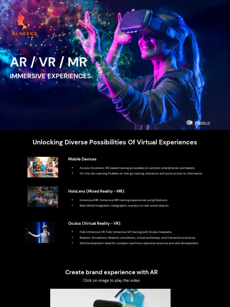 AI Geeks AR & VR Solutions | PDF | Virtual Reality | Augmented Reality
