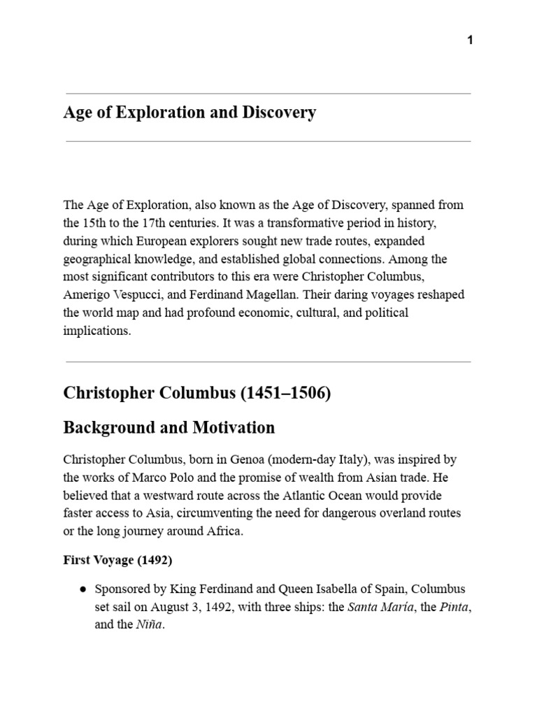 Age of Exploration - 4 Concepts | PDF | Voyages Of Christopher Columbus ...