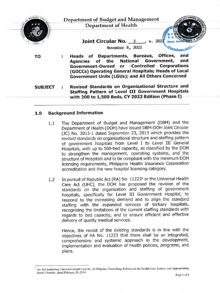 DBM Doh Joint Circular No 3 Dated November 8 2022 | PDF | Medicine ...