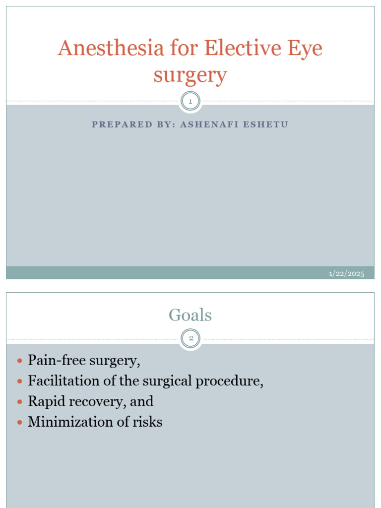 Anesthesia For Elective Eye Surgery | PDF | Anesthesia | Surgery