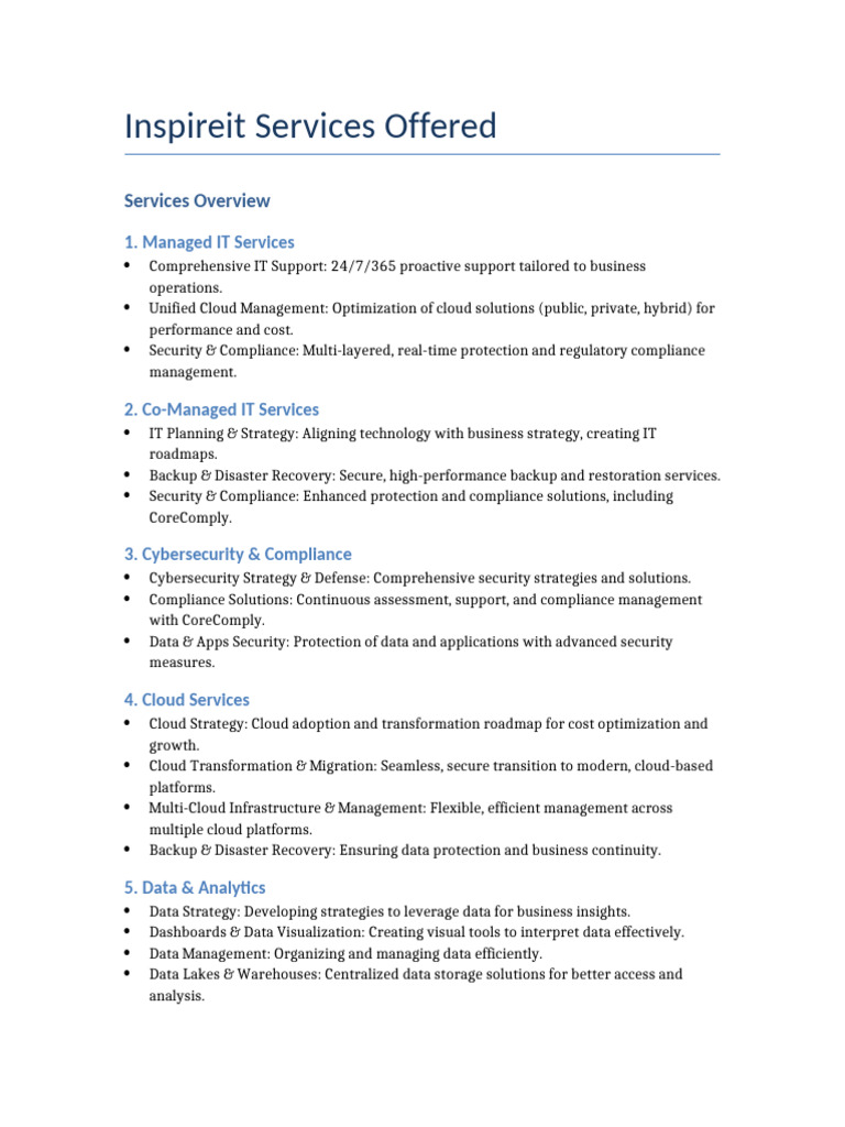 Inspireit Services Offered | PDF