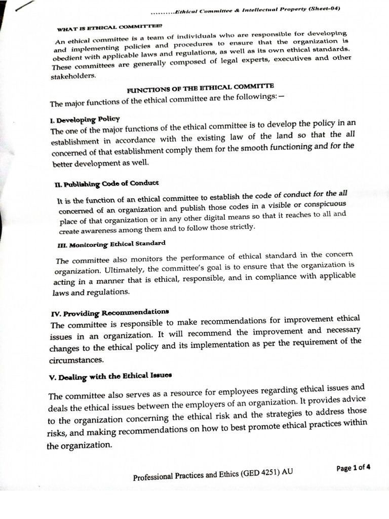 Ethical Committe | PDF