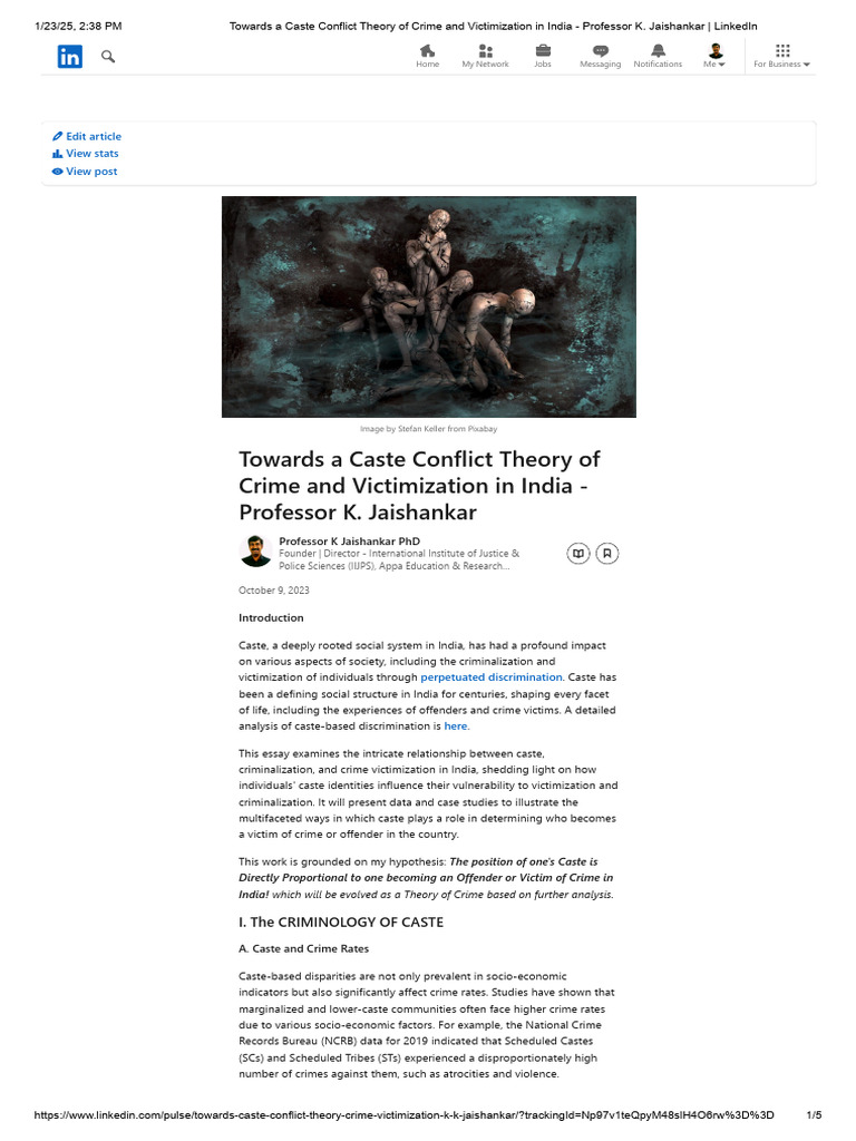 Towards A Caste Conflict Theory of Crime and Victimization in India ...