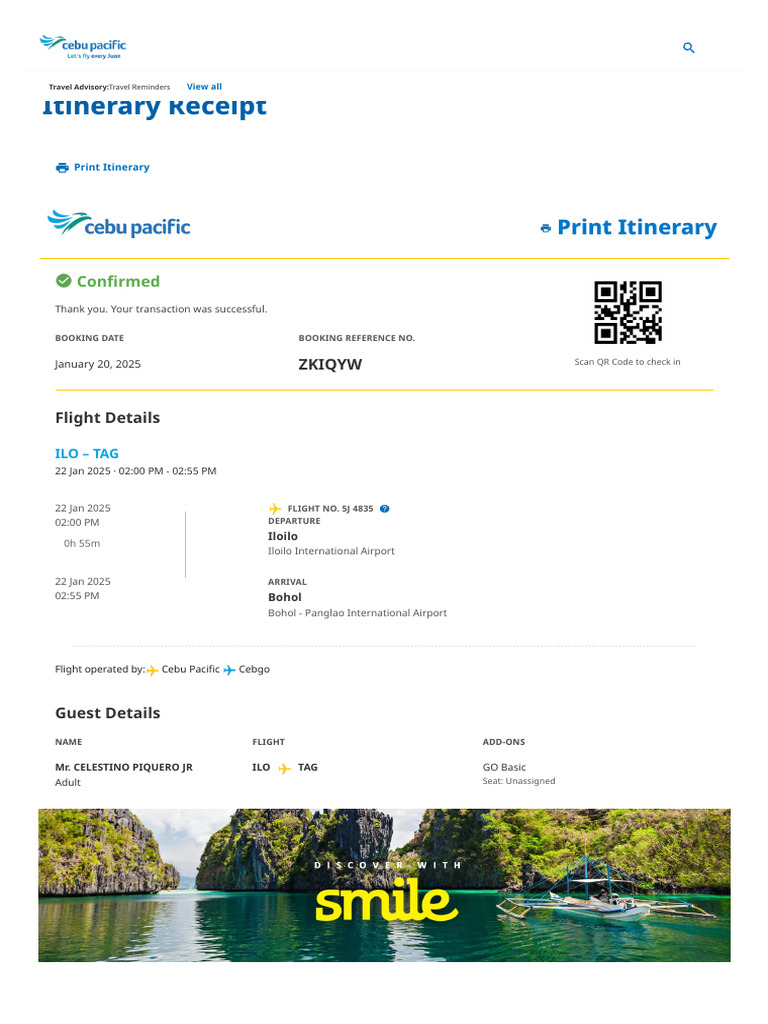 Itinerary Tinoy | PDF | Fee | Airport